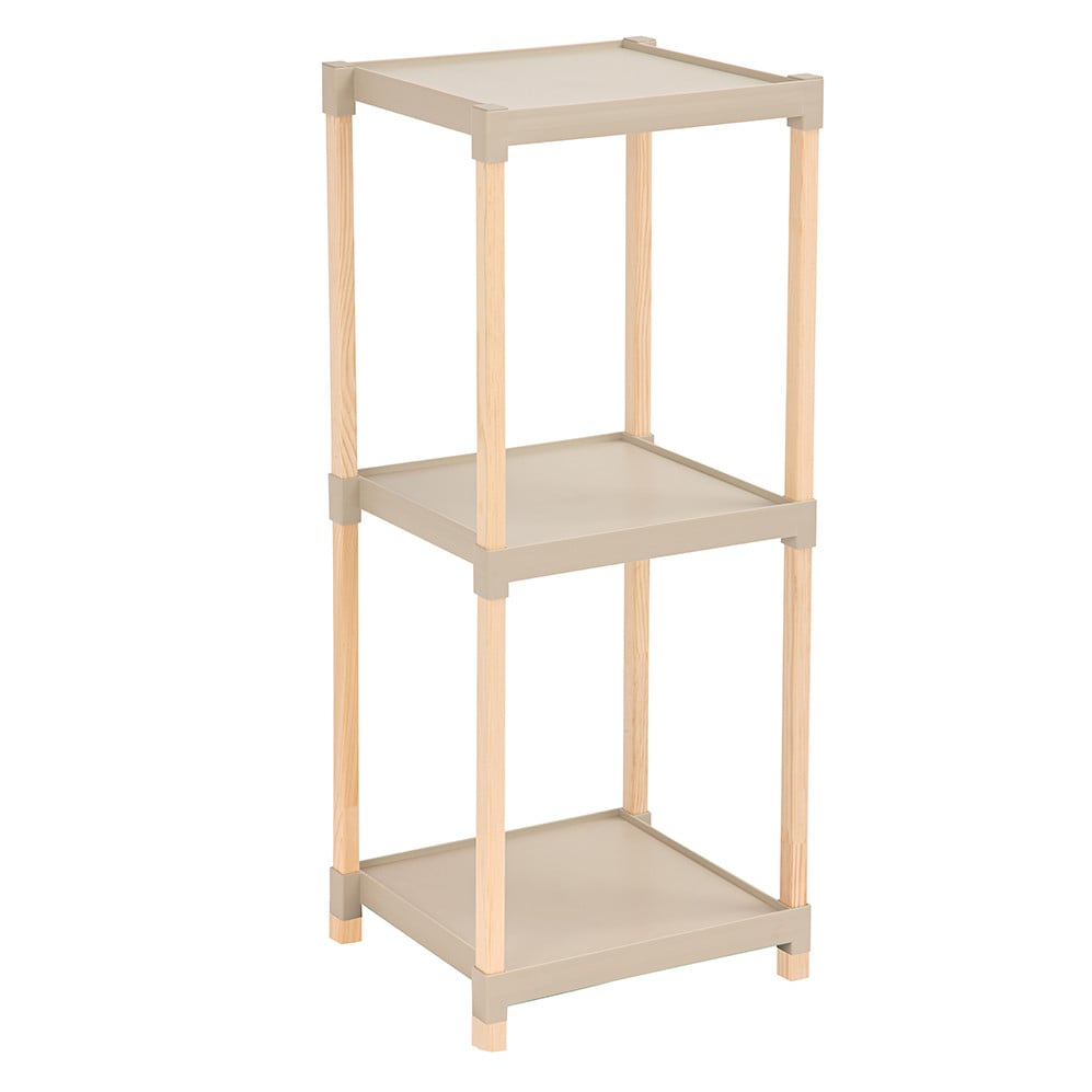 Raft modular universal, etajera 3 polite, lemn si plastic, 68x26x25 cm ...