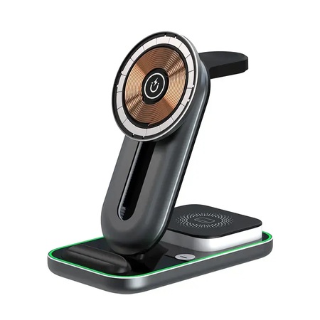 Incarcator Wireless 4 in 1 iFan®, Fast Charge 15W, Lumina Ambientala ...