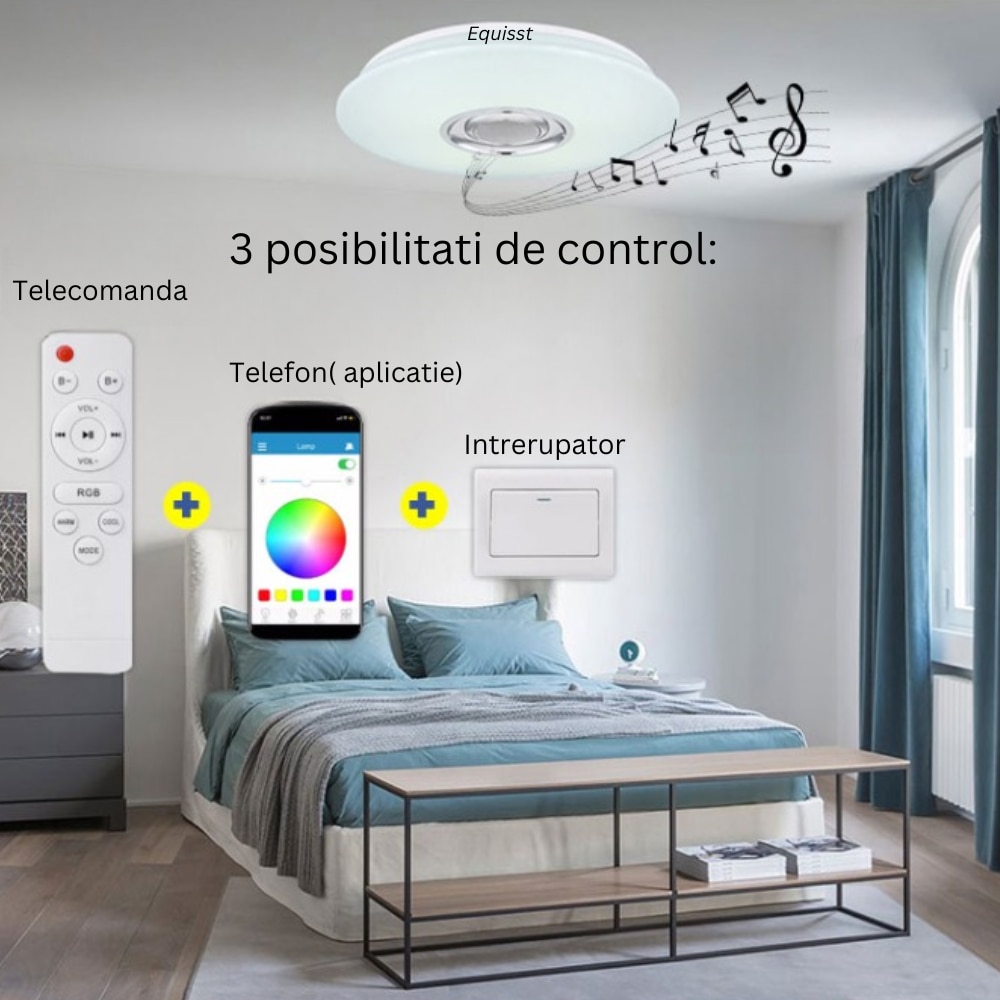 Lampa Equisst®, Smart, plafoniera LED, RGB, difuzor incorporat ...