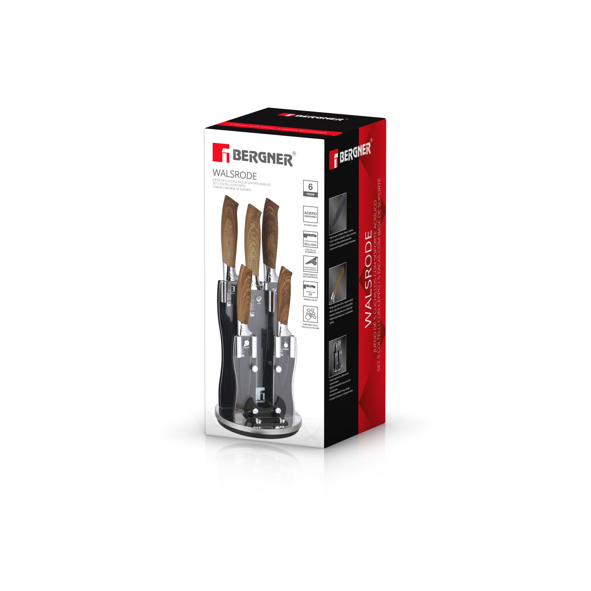 Bergner BG-9040 Set cutite, 6 buc., cu suport - eMAG.ro