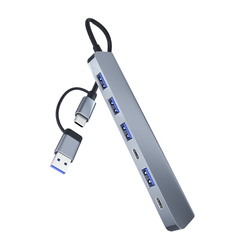 Hub USB/USB-C, 7in1, Argintiu - eMAG.ro