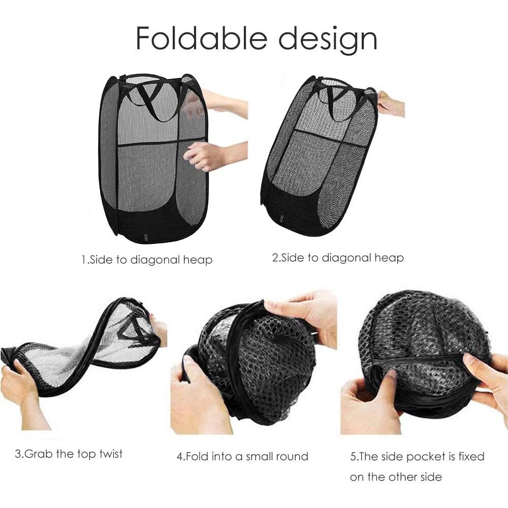 Set 2 cosuri rufe de rufe Colapsabile, Nailon, Negru - eMAG.ro