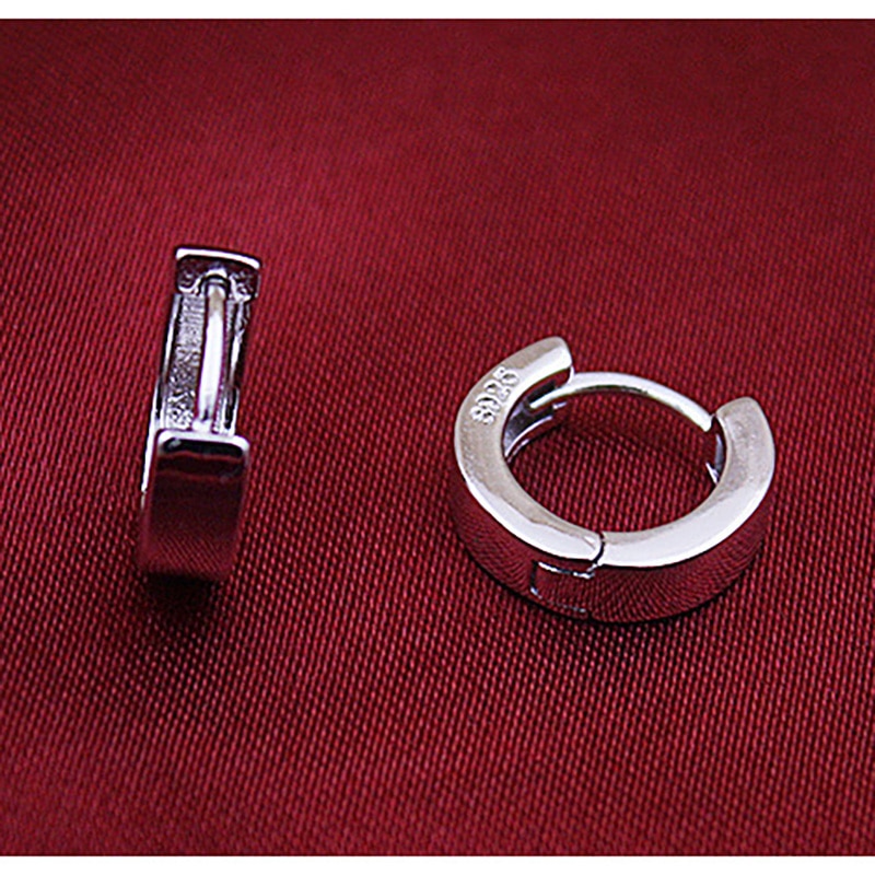 Cercei minimalisti pentru barbati, S925 argint, platina, 1.2cm - eMAG.ro