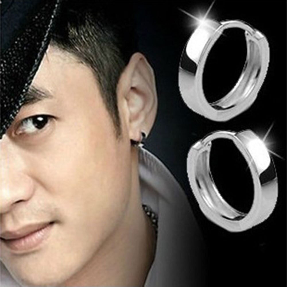 Cercei minimalisti pentru barbati, S925 argint, platina, 1.2cm - eMAG.ro