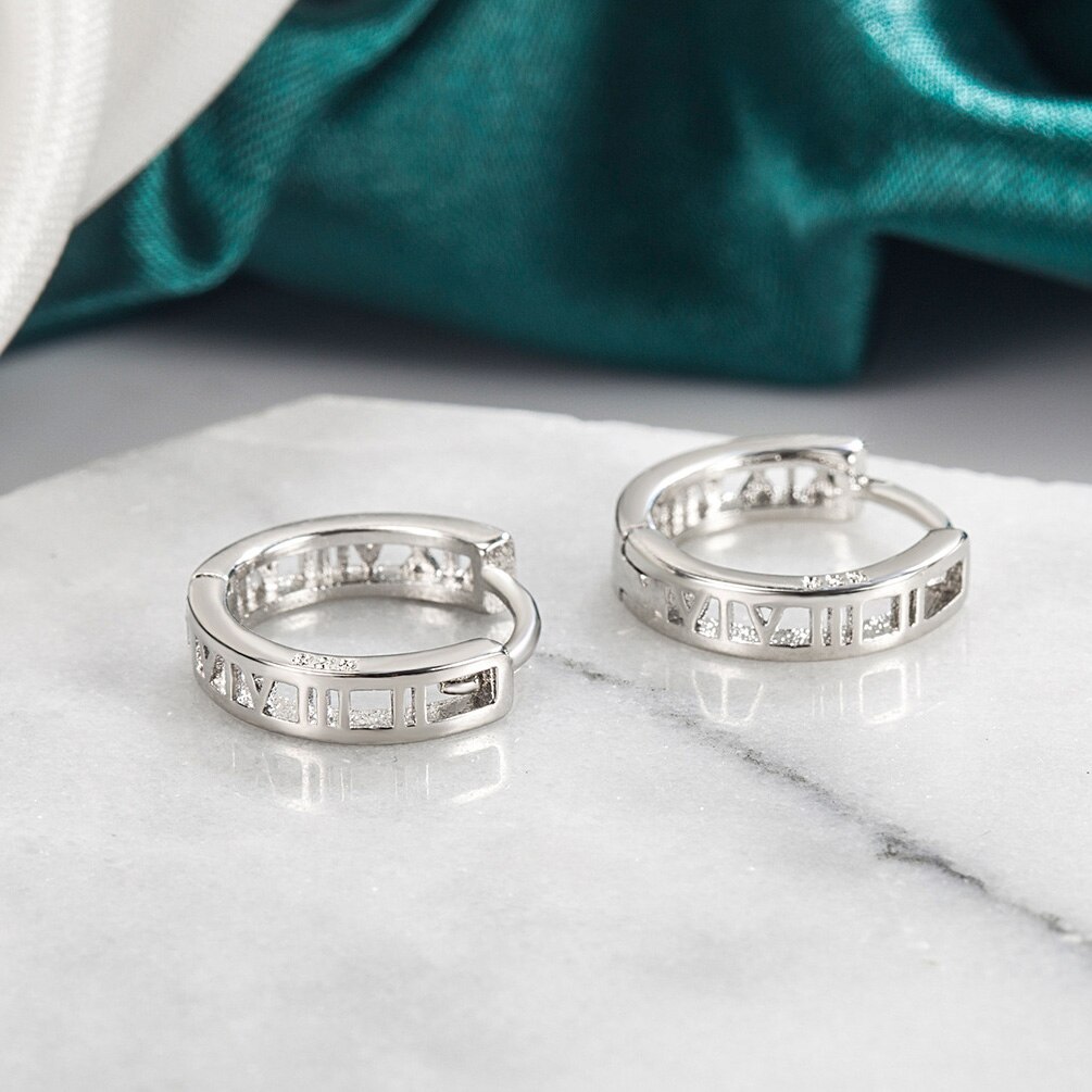 Cercei barbati retro romantici, S925 argint, platina, 1.3cm - eMAG.ro