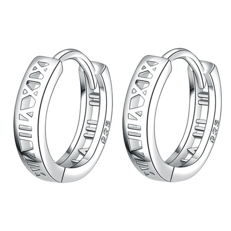 Cercei barbati retro romantici, S925 argint, platina, 1.3cm - eMAG.ro