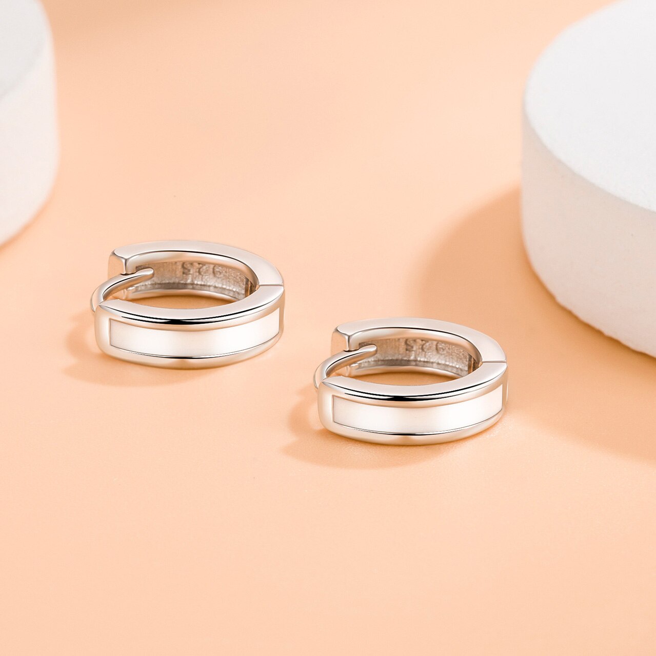 Персонализирани мъжки обеци, сребро S925, платина, 1.1см - eMAG.bg