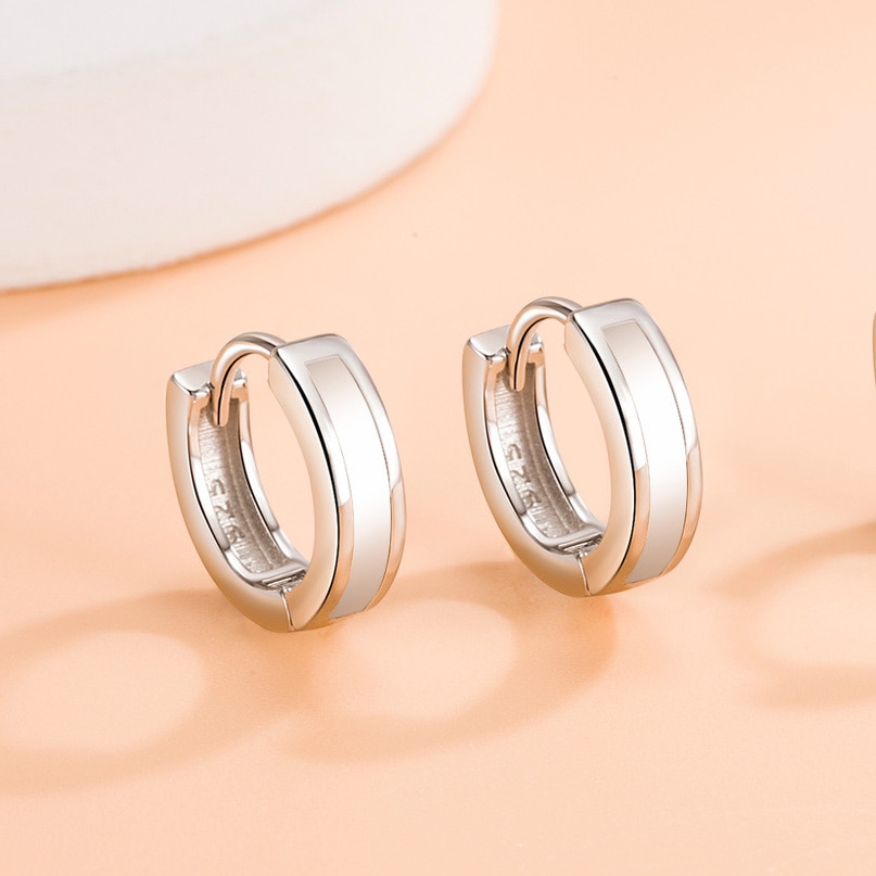 Персонализирани мъжки обеци, сребро S925, платина, 1.1см - eMAG.bg