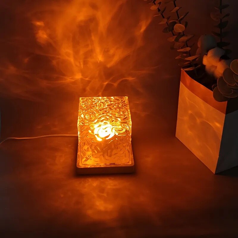 Lampa ambientala Crystal Cube LED 3 Culori cu Efect de Valuri, Control ...