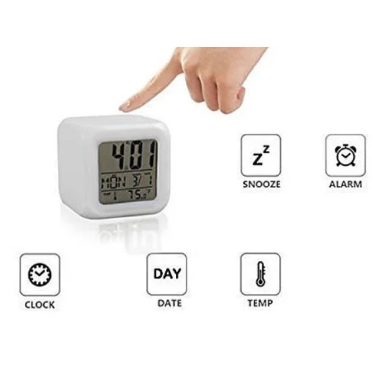 Ceas Decorativ cu Alarma RealVDM®, Minecraft Diamond, Iluminat LED cu ...