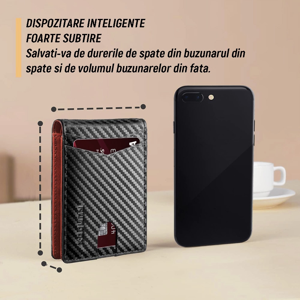Portofel barbati din Piele Naturala, Protectie RFID, cu agrafa pentru ...