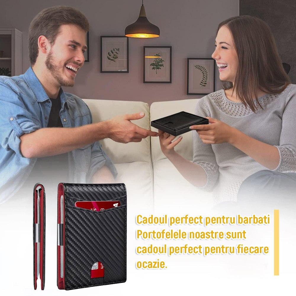 Portofel barbati din Piele Naturala, Protectie RFID, cu agrafa pentru ...