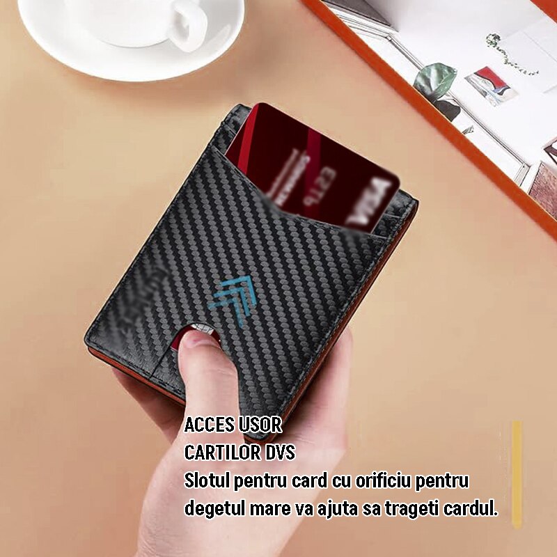 Portofel barbati din Piele Naturala, Protectie RFID, cu agrafa pentru ...