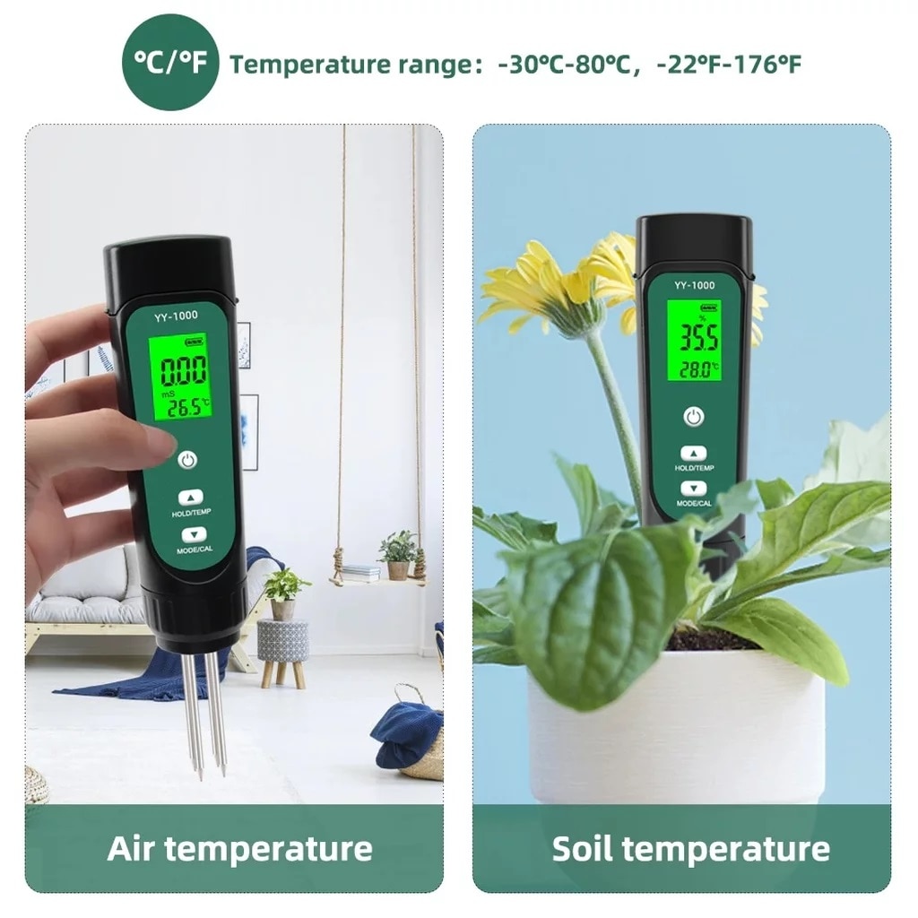 Tester 3 in 1 C-Tech YY1000, umidometru, EC metru, termometru de sol ...