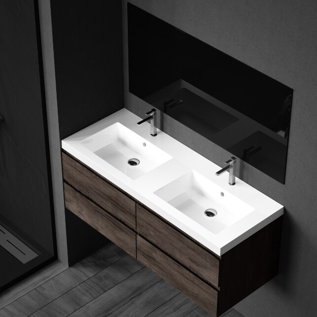 Lavoar, Balneo, MILA, 120x46 cm din conglomerat luciu alb instalare pe ...