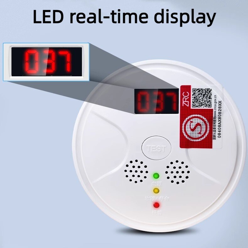 Detector de monoxid de carbon, TEST, Alarma, Afisaj digital, Alb - eMAG.ro