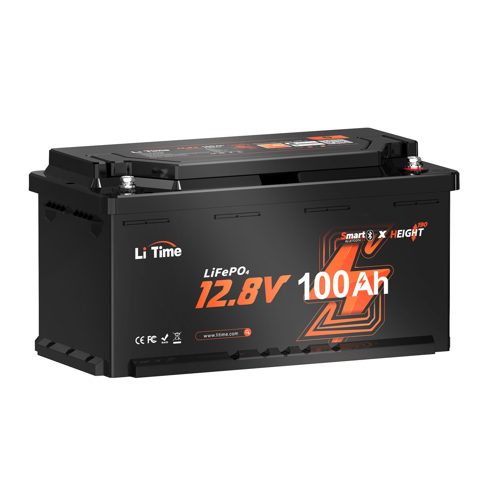 Acumulator solar, LiTime, 12.8V 100Ah H188mm Bluetooth, 1280W, Negru ...