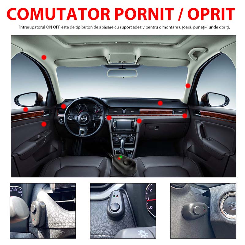 Kit cablaj auto, Pentru 2 LED Bar, Proiector, cu Releu si Buton On Off ...