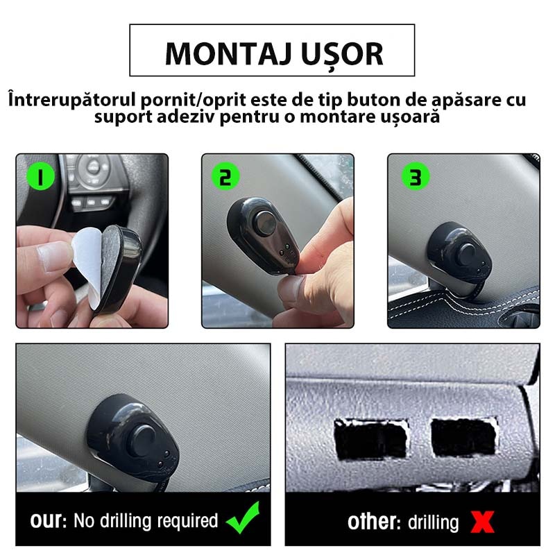 Kit cablaj auto, Pentru 2 LED Bar, Proiector, cu Releu si Buton On Off ...