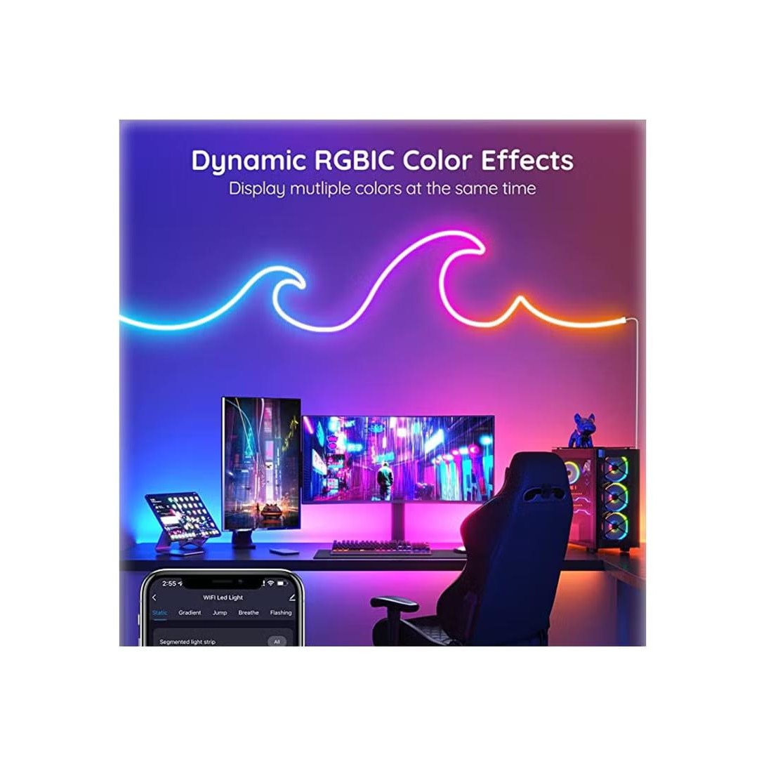 Banda LED, WALALLA, 3M, Smart Neon Light Strip, IP65, Multicolor - eMAG.ro