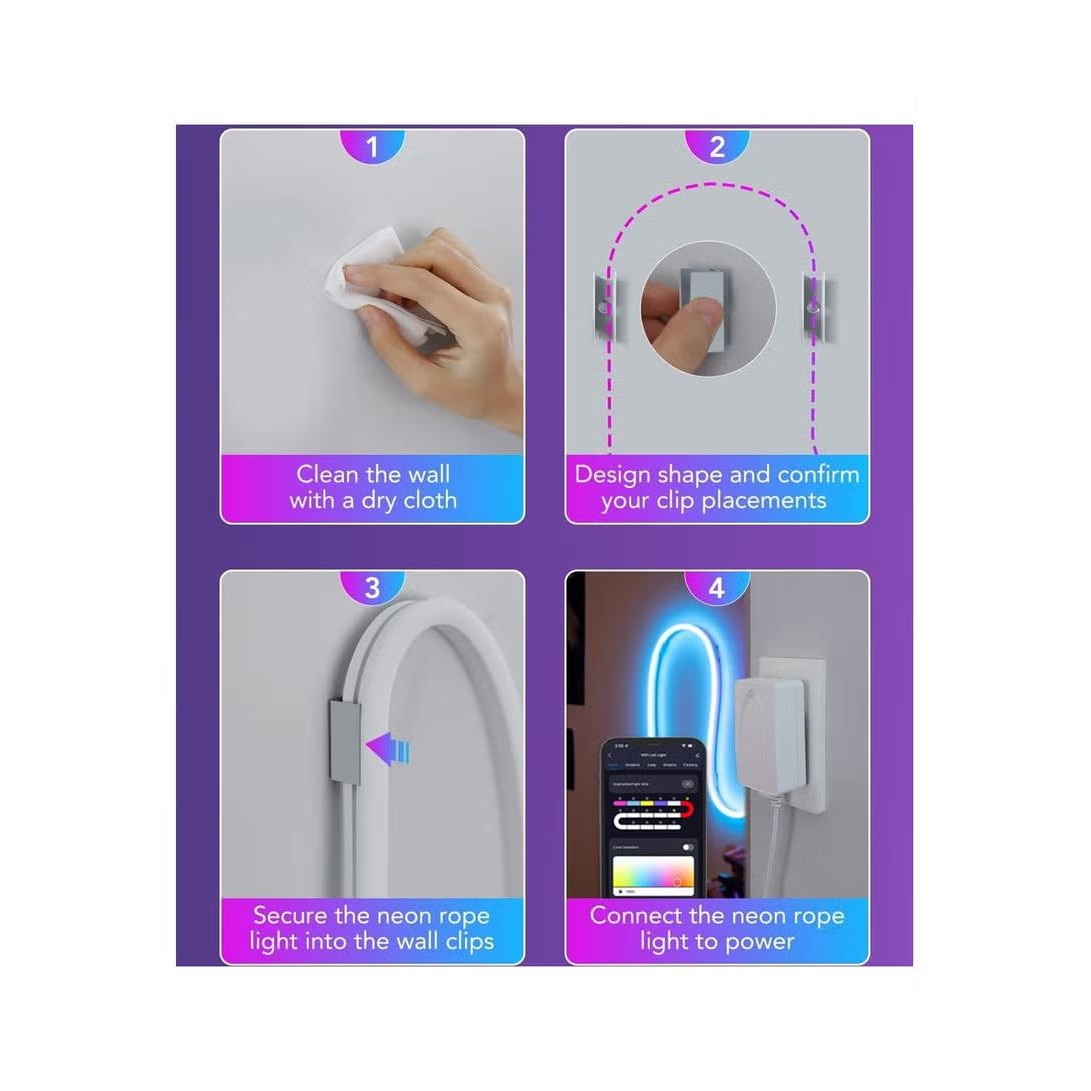 Banda LED, WALALLA, 3M, Smart Neon Light Strip, IP65, Multicolor - eMAG.ro