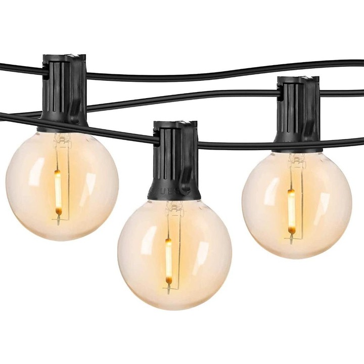 Ghirlanda Luminoasa 8m cu 25 Becuri LED 1W, G40, E12, IP65, Interconectabila, Bec rezerva inclus ...