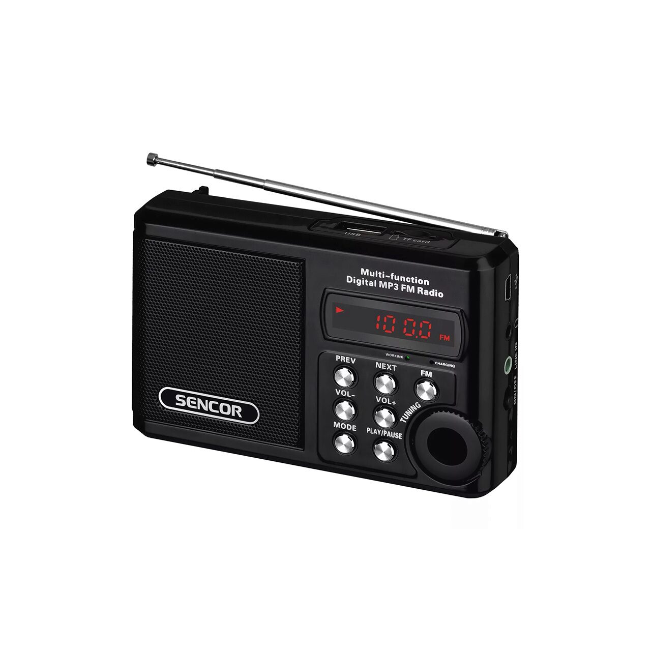 Radio portabil FM, antena telescopica, 2W, USB, MicroSD, Intrare audio ...