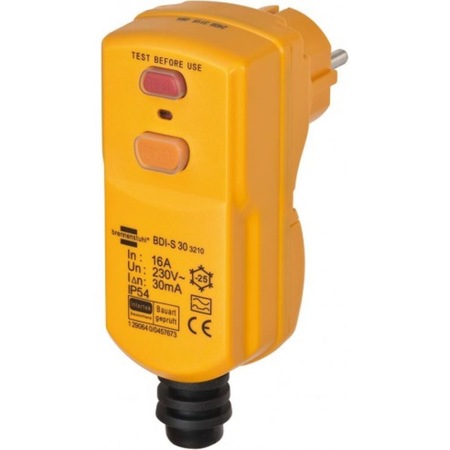 Fisa cu protectie diferentiala, Brennenstuhl, 16A, 3500W, 30mA, 220V ...