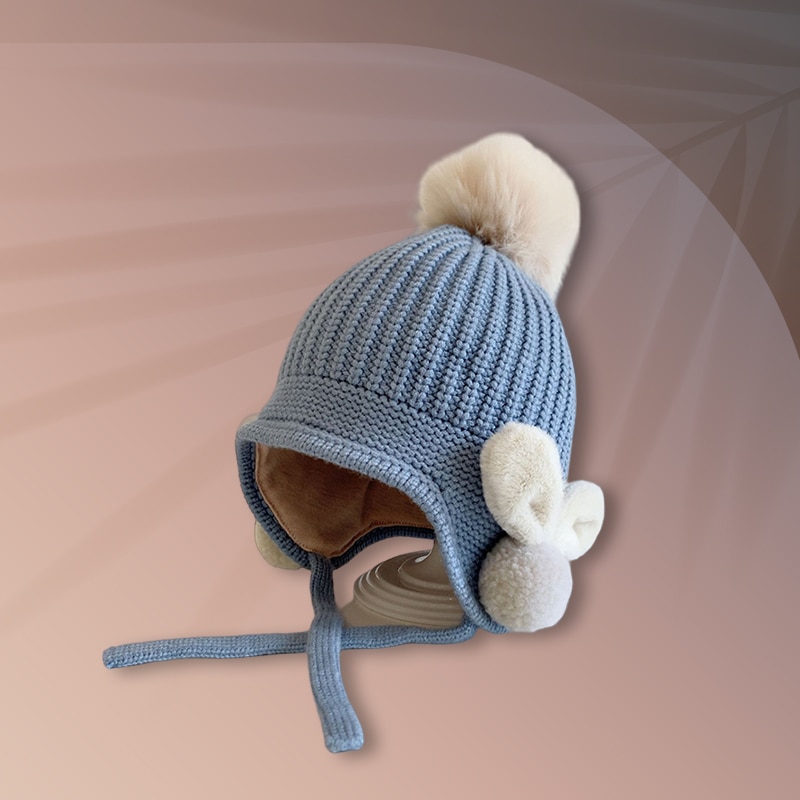Caciula pentru copii, model cu pom pom si prindere reglabila sub barbie ...