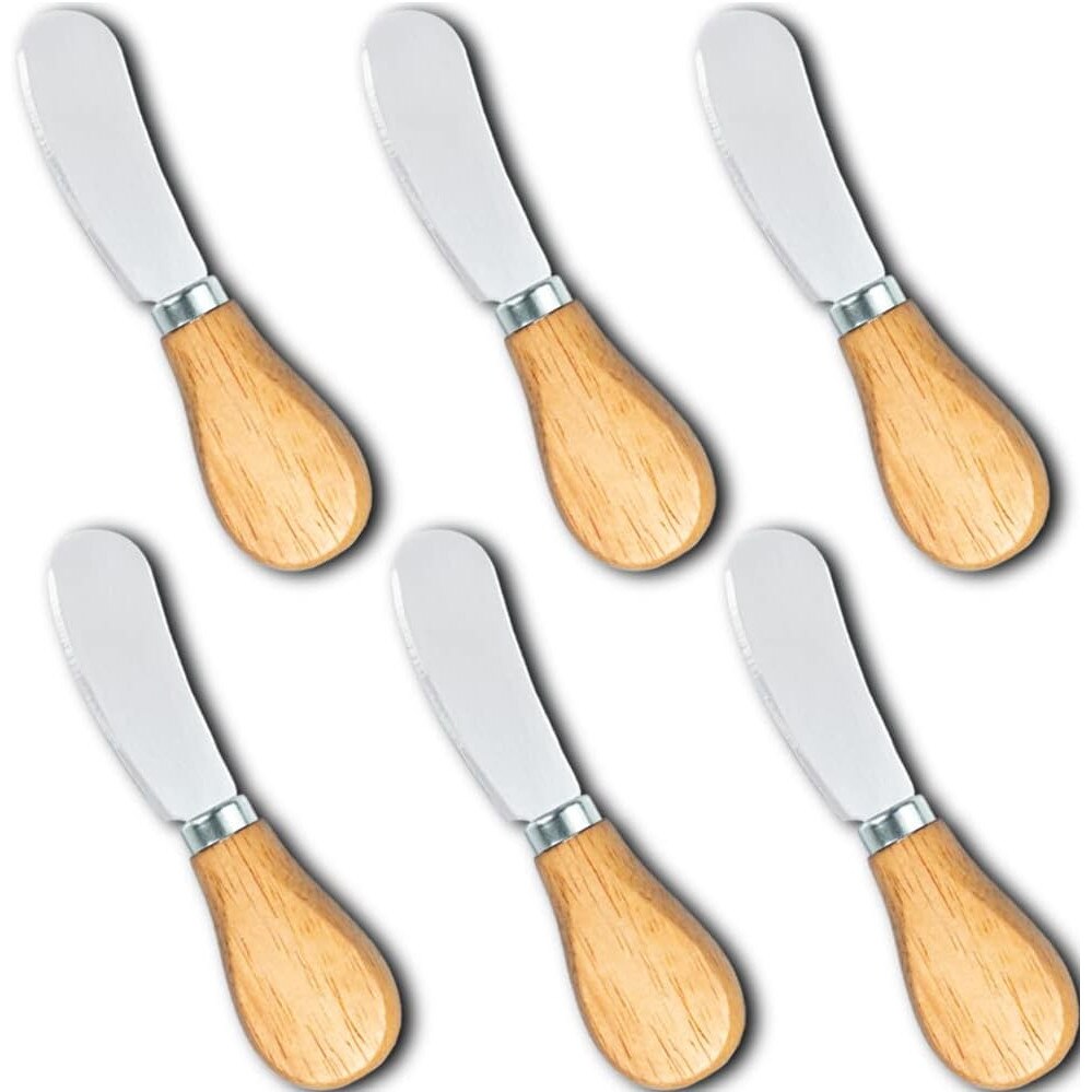 Set 6 cutite pentru branza, Otel inoxidabil/Lemn, Maro/Argintiu - eMAG.ro