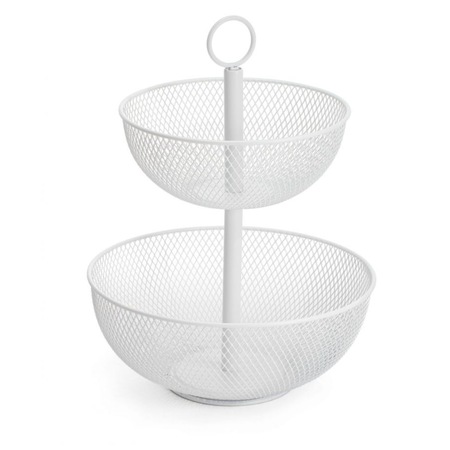 Cos metal dublu pentru fructe, 31x31x41 cm, alb, Happymax - eMAG.ro