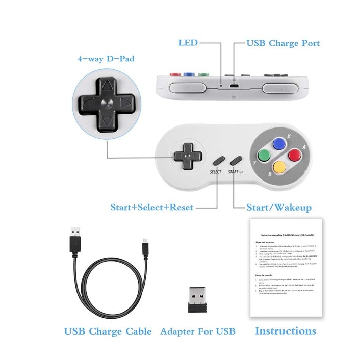Controler wireless, 2,4 GHz, Pentru SNES Classic Edition&NES Classic ...