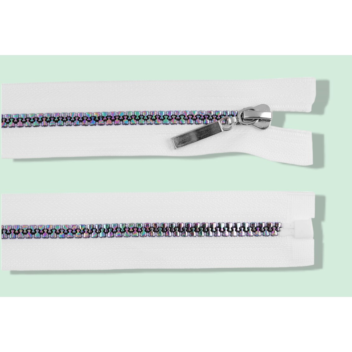 Fermoar plastic detasabil, efect curcubeu, lungime 60 cm, Alb - eMAG.ro