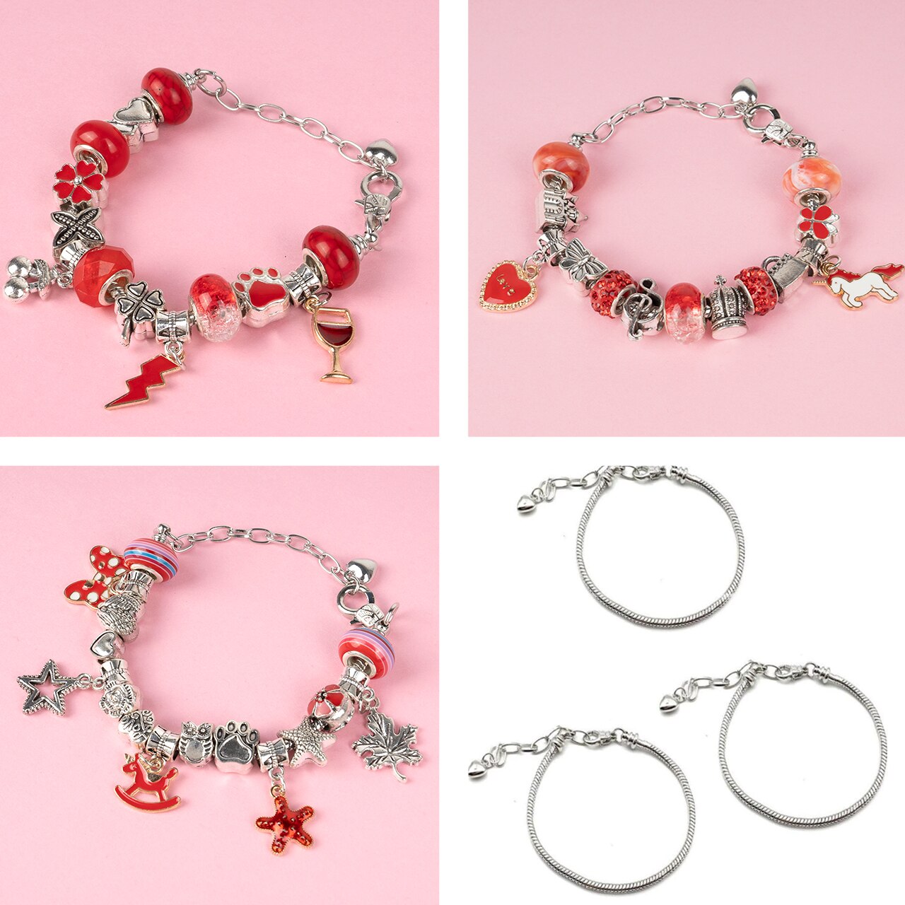 Set pentru creat 3 bratari, Zola®, 63 charmuri, cutie depozitare - eMAG.ro