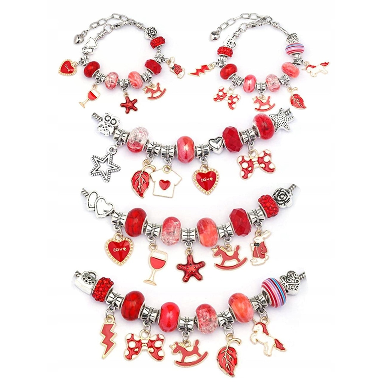 Set pentru creat 3 bratari, Zola®, 63 charmuri, cutie depozitare - eMAG.ro