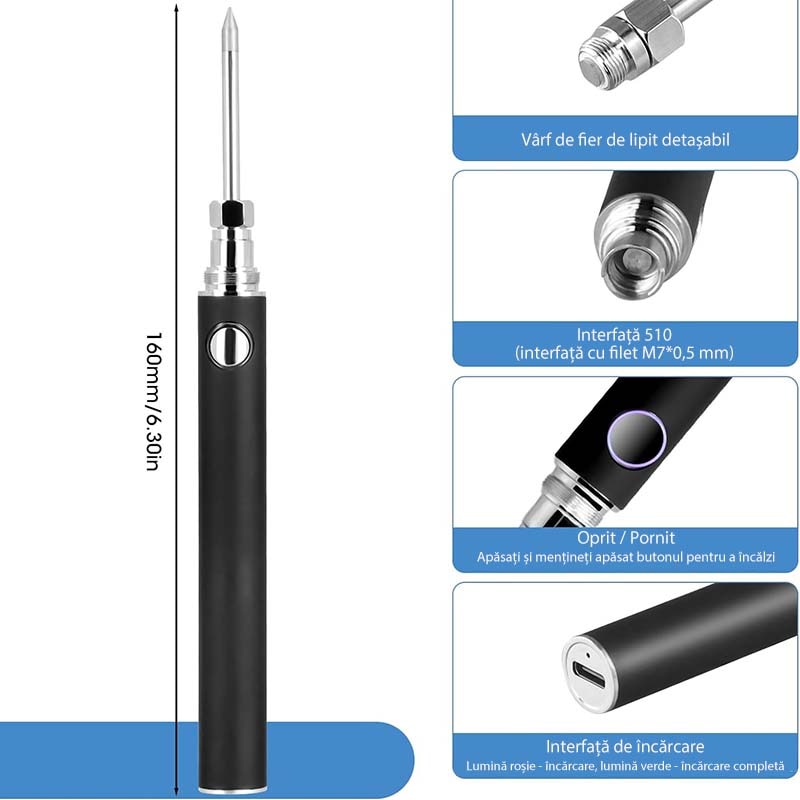 Set pistol de lipit letcon, portabil, wireless, acumulator incorporat ...