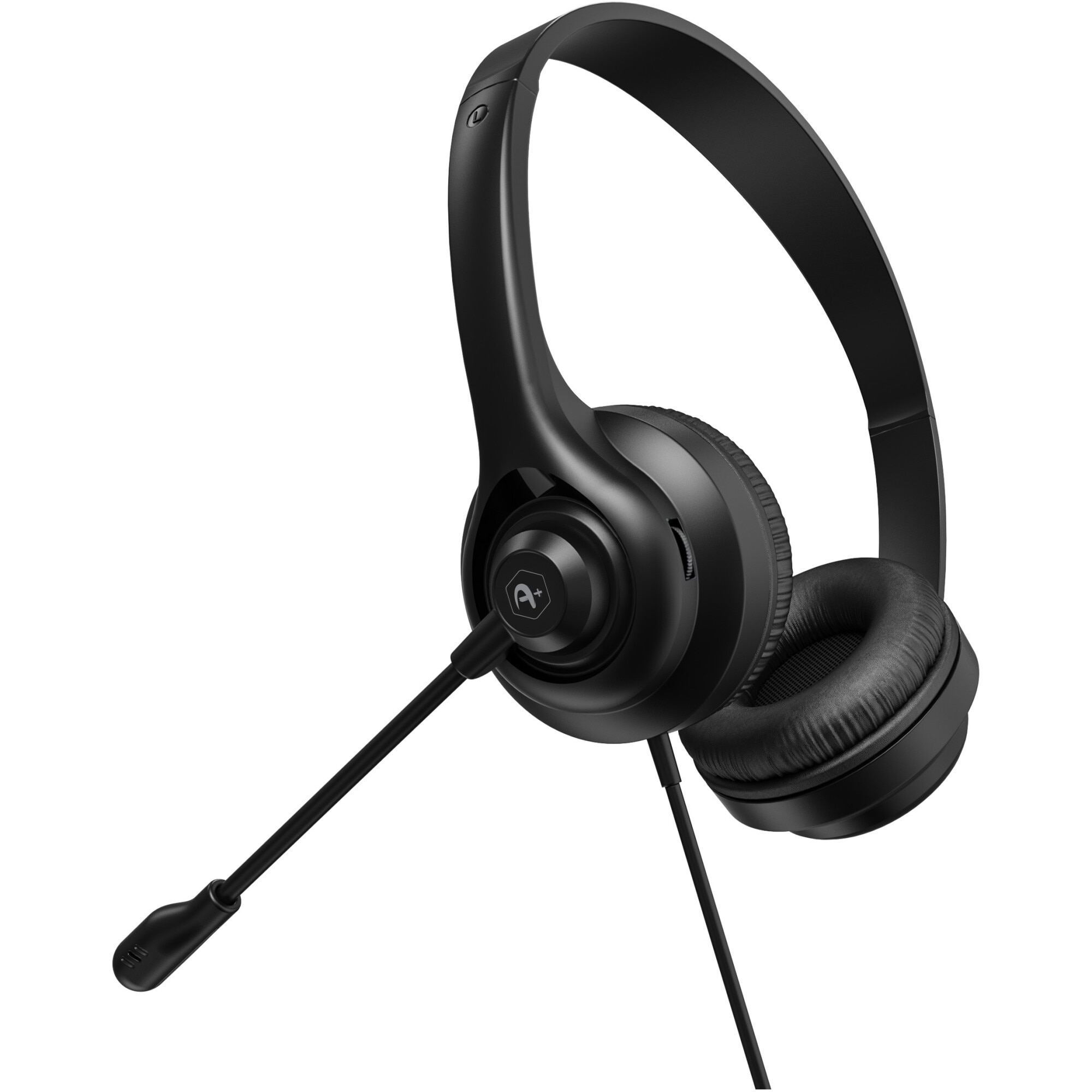 Casti cu microfon Office A+, 3.5'' plug, cable 1.9m, black - eMAG.ro