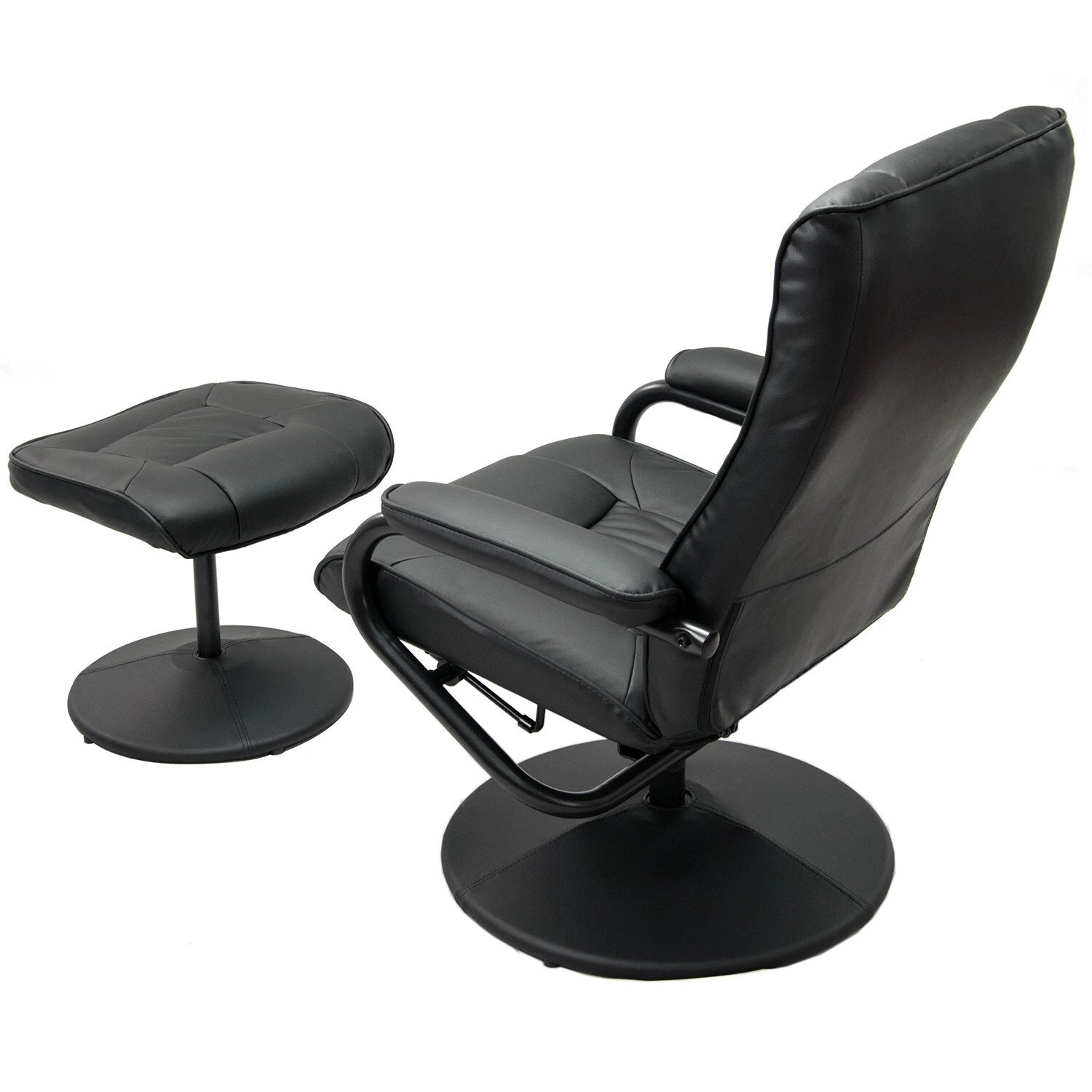 Fotoliu cu taburet IMK, piele ecologica moale, cotiere tapitate moi, cu ...