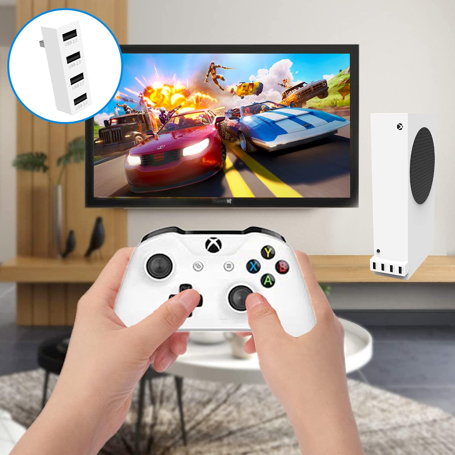 Hub USB 2.0 cu 4 porturi pentru Xbox Series S, Alb - eMAG.ro