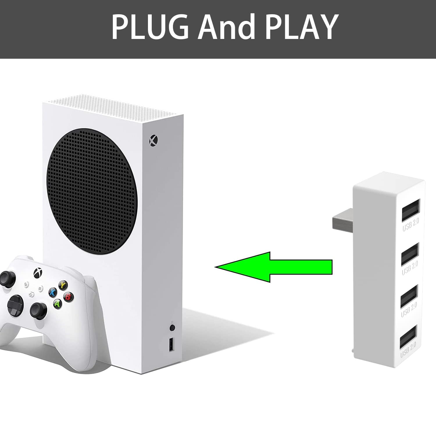 Hub USB 2.0 cu 4 porturi pentru Xbox Series S, Alb - eMAG.ro