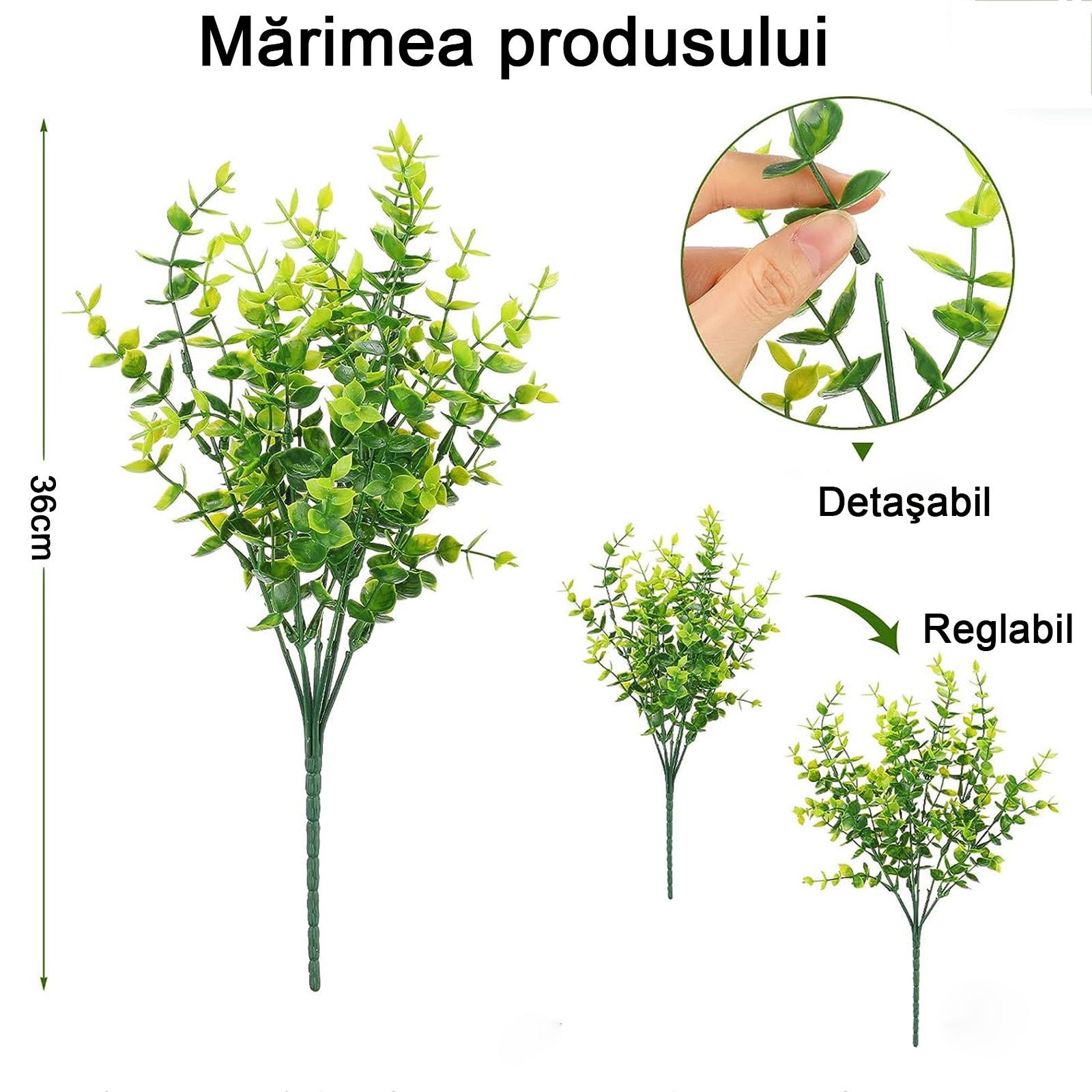 Set 12 Buchete Plante Artificiale cu Frunze, NUODWELL, Material plastic ...