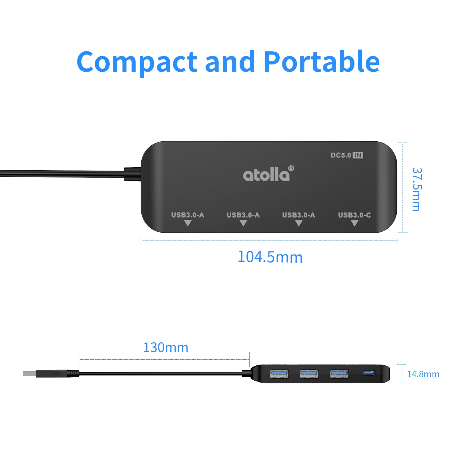Hub USB, Atolla, 4in1, 3 Porturi 3.0, USB C, Negru - eMAG.ro