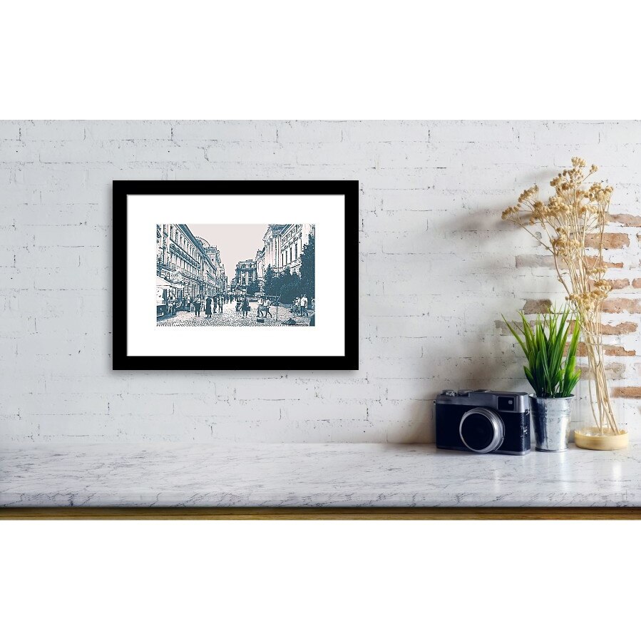 Ilustratie Centrul Vechi Bucuresti, rama neagra, 21x30 cm - eMAG.ro