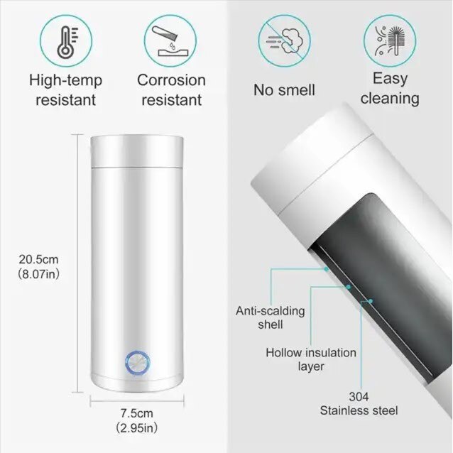 Електрическа кана, преносима, термопластична, сребриста, 300 W, 400 ml - eMAG.bg