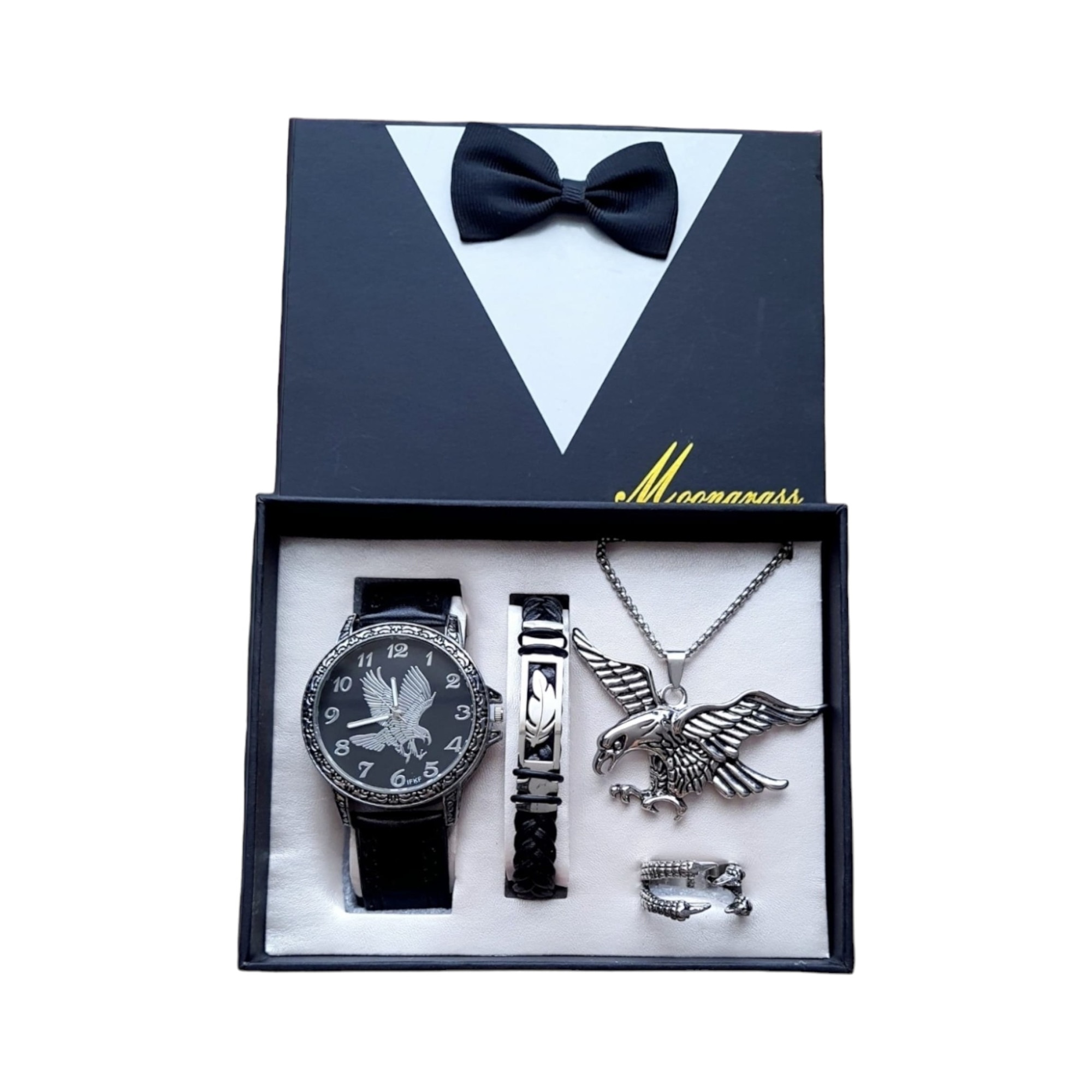 Set barbati model vultur, ceas, bratara, inel si lantisor - eMAG.ro