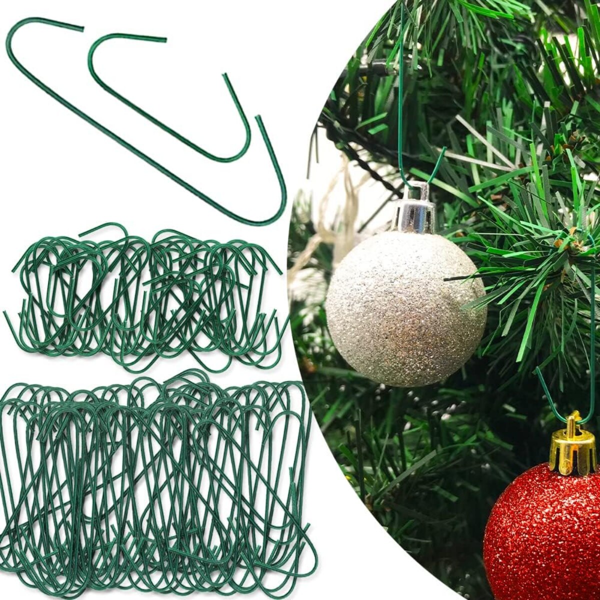 Set 150 carlige pentru ornamente Craciun, globulete sau bomboane, 2 ...