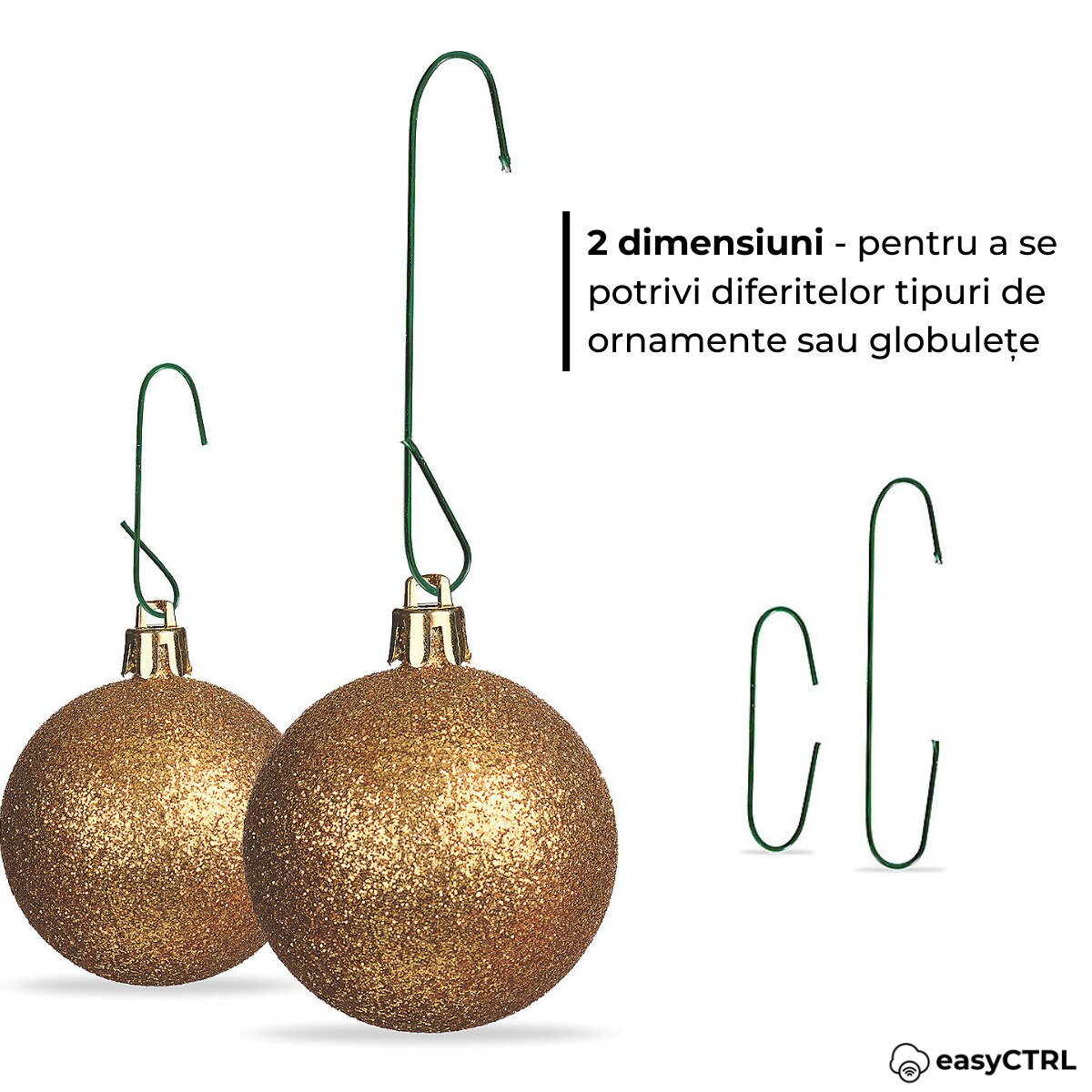 Set 150 carlige pentru ornamente Craciun, globulete sau bomboane, 2 ...