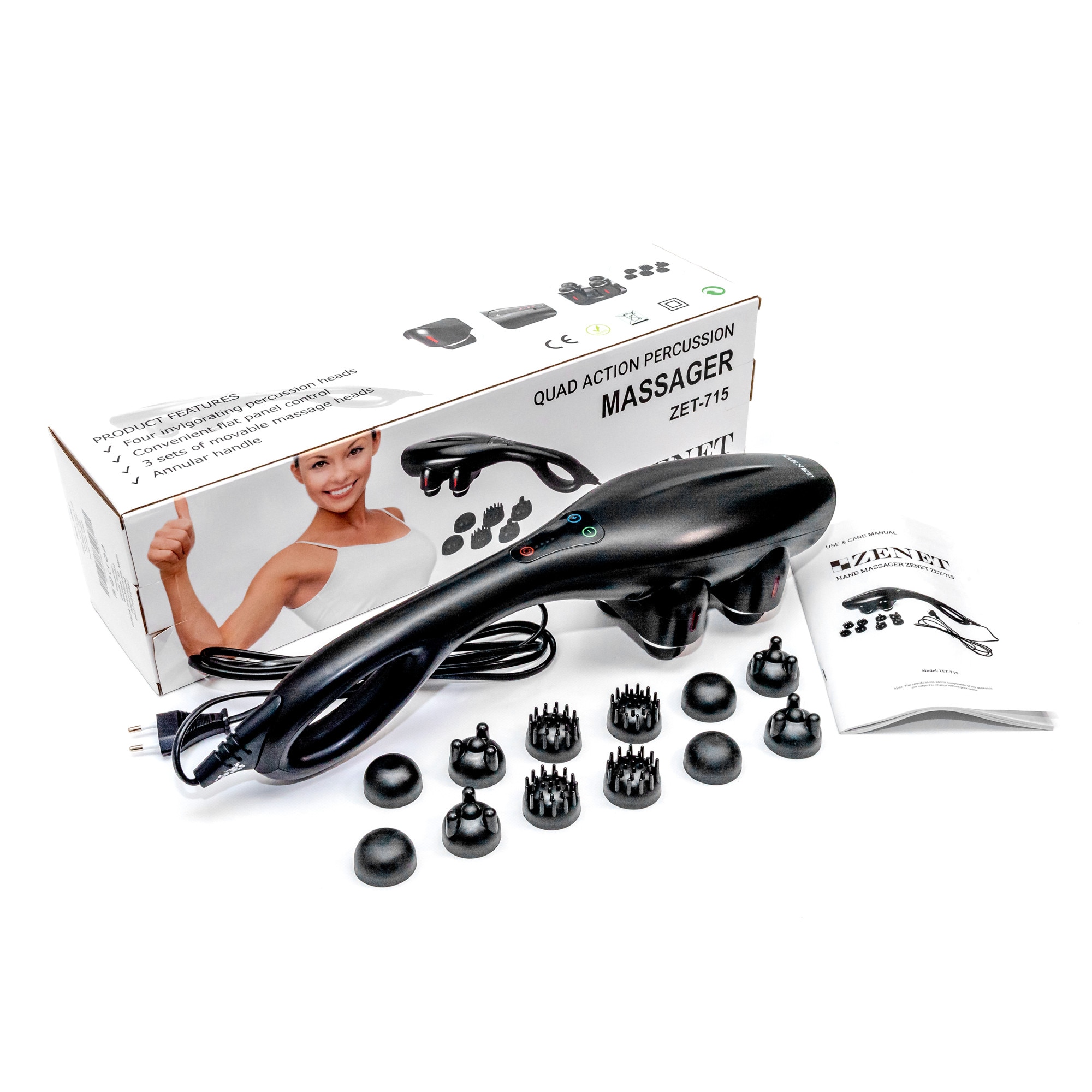 Aparat de masaj manual electric cu 4 capete ZENET ZET 715 - eMAG.ro