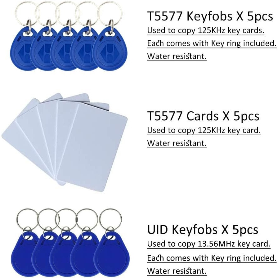 Set copiator RFID, NFC, cu 5 x carduri, 5 x tag de proximitate RFID, 5 ...