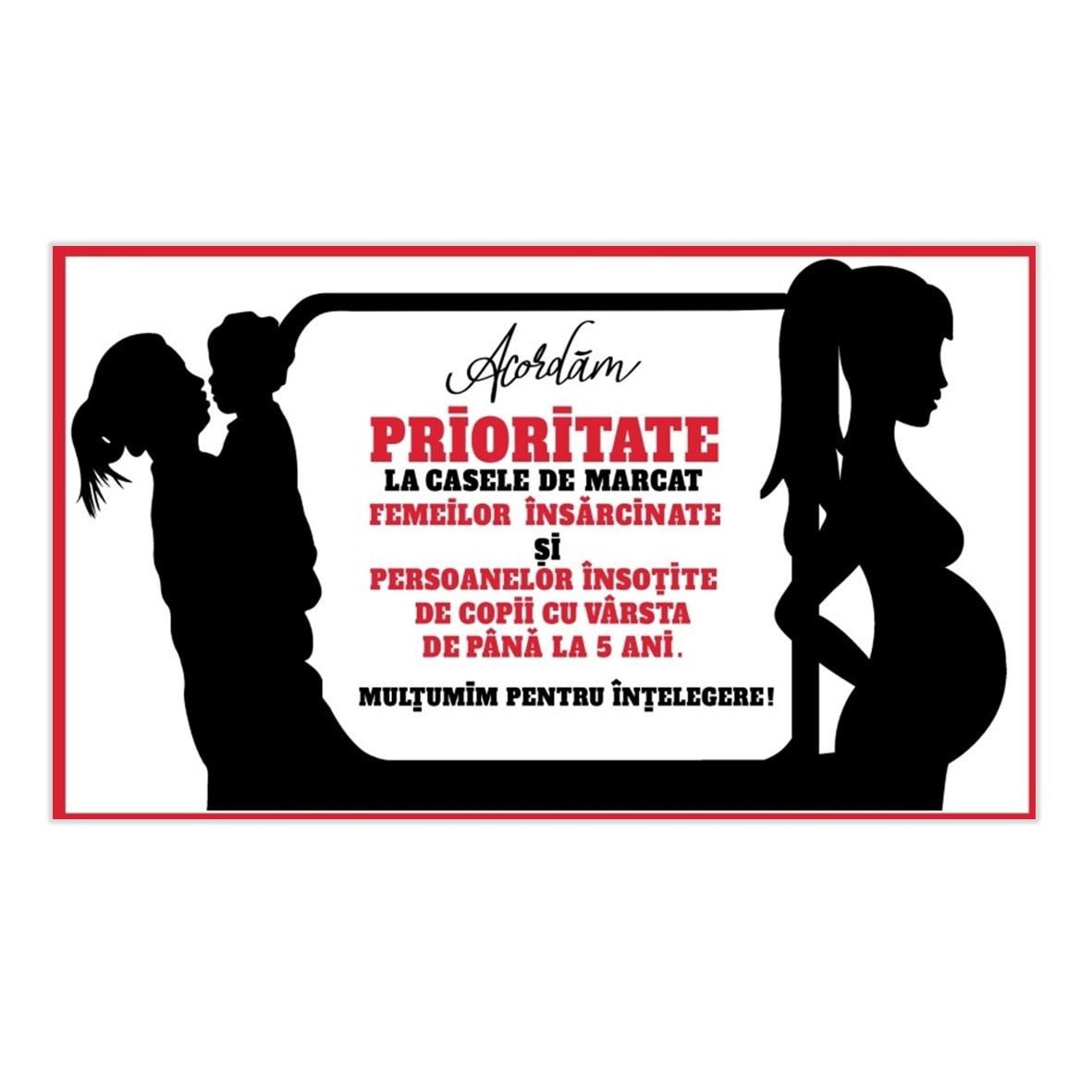 Set de 2 autocolante A4 - Prioritate femeilor insarcinate 2 - eMAG.ro